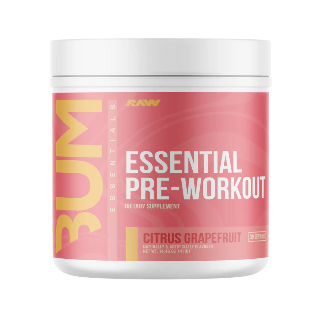 RAW BUM ESSENTIAL PRE WORK OUT GRAPE 423GM– Protein Nation